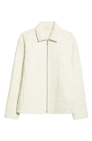 DION LEE Snakeskin Etched Lambskin Leather Jacket