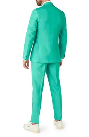 Opposuits Trendy Turquoise Slim Fit Two-piece Suit & Tie Set - Green