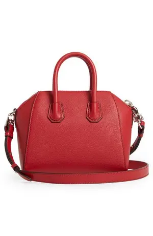 Givenchy Mini Antigona Sugar Leather Satchel - Vermillion