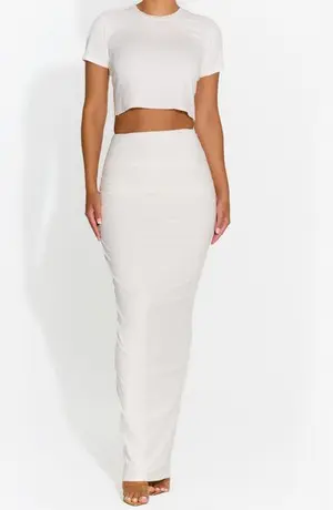 Naked Wardrobe Ribbed Crop T-shirt - White