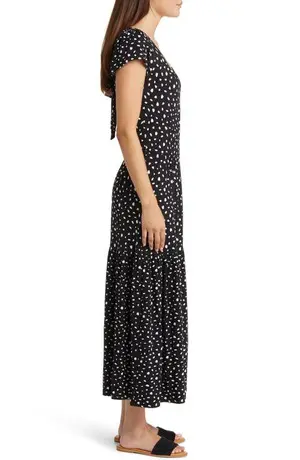 Loveappella Tiered Tie Back Midi Dress