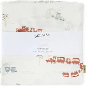 PEHR Organic Cotton Crib Sheet - Locomotive