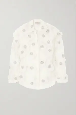 Valentino Garavani Sequin-trimmed Silk-organza Shirt