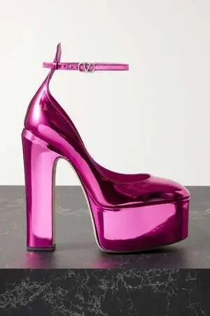 Valentino Garavani Valentino Garavani Tan-go 155 Metallic Patent-leather Pumps Violet