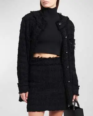 Dolce & Gabbana Tweed Button-front Top Jacket - Black