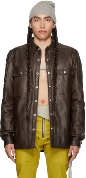 Rick Owens Rick Owens Brown Padded Leather Jacket - 04 Brown