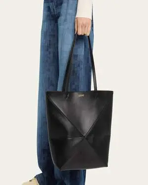 Loewe Puzzle Fold Medium Tote Bag - Black