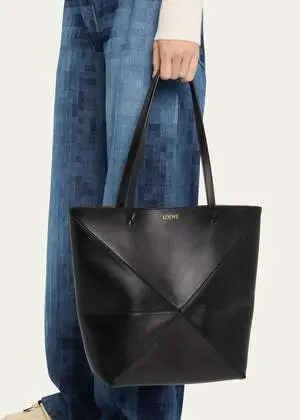 Loewe Puzzle Fold Medium Tote Bag - Black