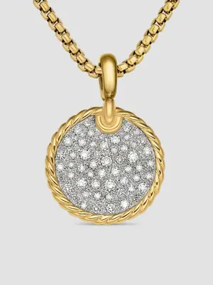 David Yurman Dy Elets Disc Pendant In 18k Yellow Gold With Pav & Eacute Diamonds - Diamond