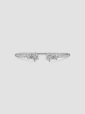David Yurman Starburst Cable Bracelet In Sterling Silver - Diamond