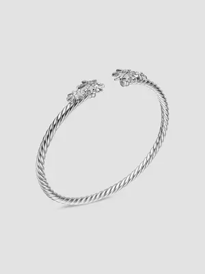 David Yurman Starburst Cable Bracelet In Sterling Silver - Diamond