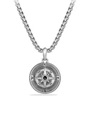 David Yurman Maritime Sterling &amp; Black Diamond Compass Amulet - Silver
