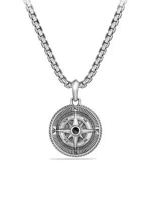 David Yurman Maritime Sterling &amp; Black Diamond Compass Amulet