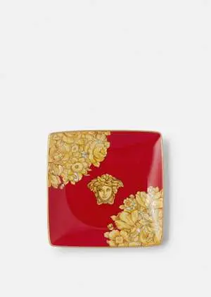 Versace Virtus Gala White Square Plate 12 Cm Red