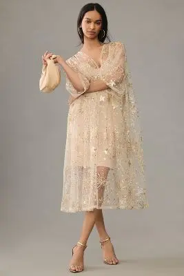 Anthropologie Beaded Celestial Kaftan In Gold - 28% Off | Editorialist