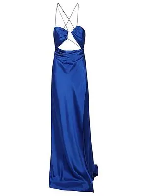 THE SEI The Sei Asymmetric Silk Long Dress - Blue