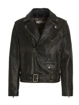 GOLDEN GOOSE Leather Biker Jacket - Black