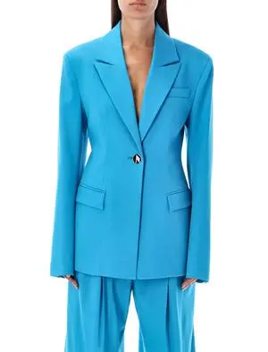 Attico The Attico Single-Breasted Wool Blazer - Capri Blue