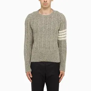 Thom Browne Cable-knit Crew-neck Sweater - Grey