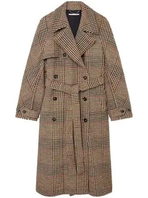 Stella McCartney Double-breasted Coat In Tweed - Brown