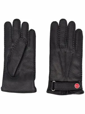 Kiton Leather Gloves Black