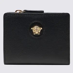 Versace Black Leather Medusa Head Wallet - Black/versace Gold