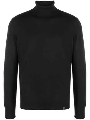 FAY Roll Neck Virgin Wool Sweater - Black