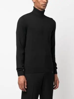 FAY Roll Neck Virgin Wool Sweater - Black