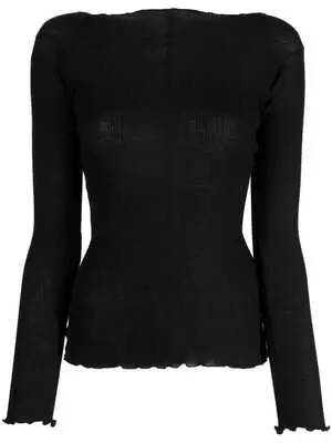 BASERANGE Vertical-seamed Ribbed-knit Jumper - Black