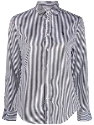 Polo Ralph Lauren Striped Shirt With Embroidered Logo - Black