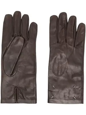 MAISON MARGIELA Four-stitch Leather Gloves - Brown