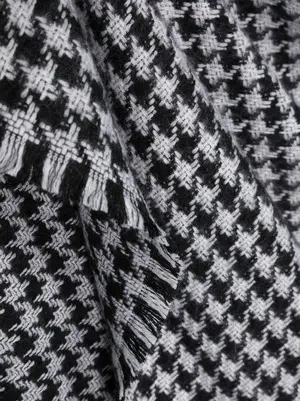 Acne Studios Houndstooth Frayed-trim Scarf - White