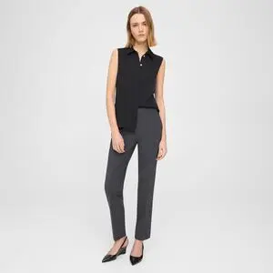 Theory Treeca Full Length Good Wool Pant - Charcoal Melange