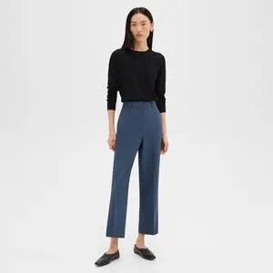Theory High-waist Straight-leg Good Wool Pant