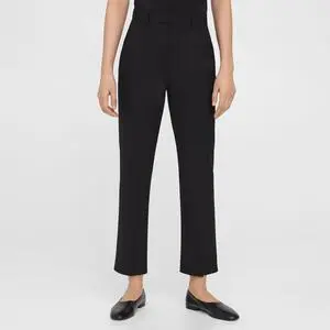 Theory High-waist Straight-leg Good Wool Pant - Black