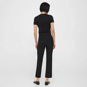 Theory High-waist Straight-leg Good Wool Pant - Black