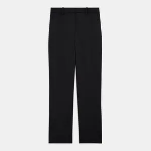 Theory High-waist Straight-leg Good Wool Pant - Black