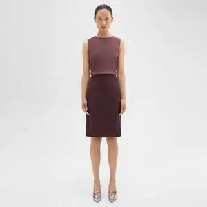 Theory Pencil Skirt In Stretch Wool Malbec
