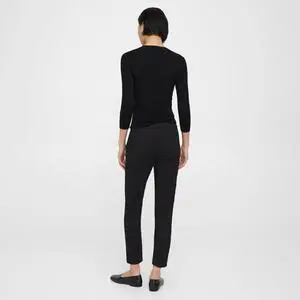 Theory Treeca Pull-on Good Linen Pant - Black