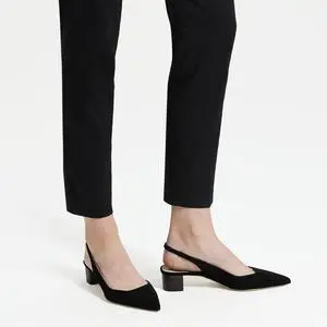 Theory Suede Slingback With Block Heel - Black