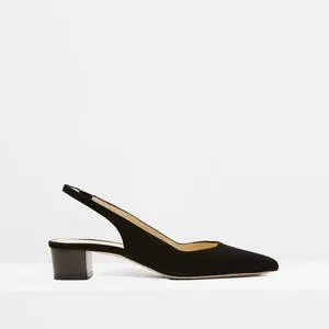 Theory Suede Slingback With Block Heel - Black