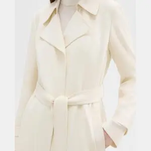Theory Oaklane Trench Coat In Admiral Crepe - Rice