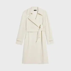 Theory Oaklane Trench Coat In Admiral Crepe - Rice