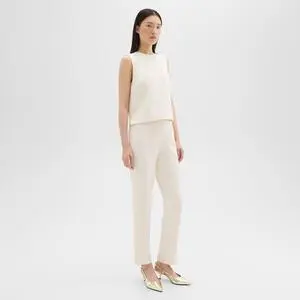 Theory Treeca Full Length Pants In Admiral Crepe - Rice