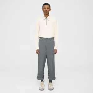 Theory Wide-leg Cotton Twill Pants - Light Spruce