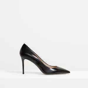 Theory City Pump In Brushed Leather - Black