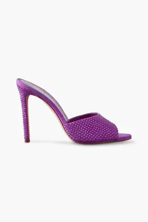 Paris Texas Holly Crystalembellished Suede Mules - Violet