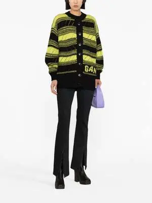 GANNI Stripe-pattern Knitted Cardigan