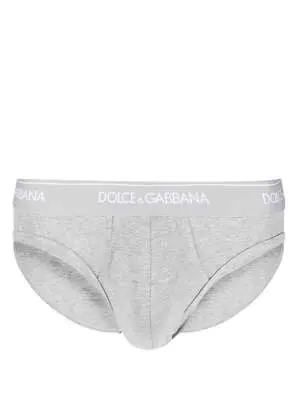 Dolce & Gabbana Logo-waistband Cotton-blend Brief - Grey
