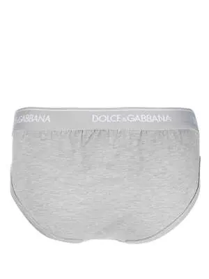 Dolce & Gabbana Logo-waistband Cotton-blend Brief - Grey